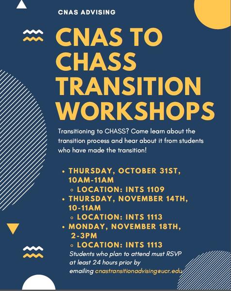 Transition Workshop Flyer Fall 2019 | CNAS Undergraduate Academic ...
